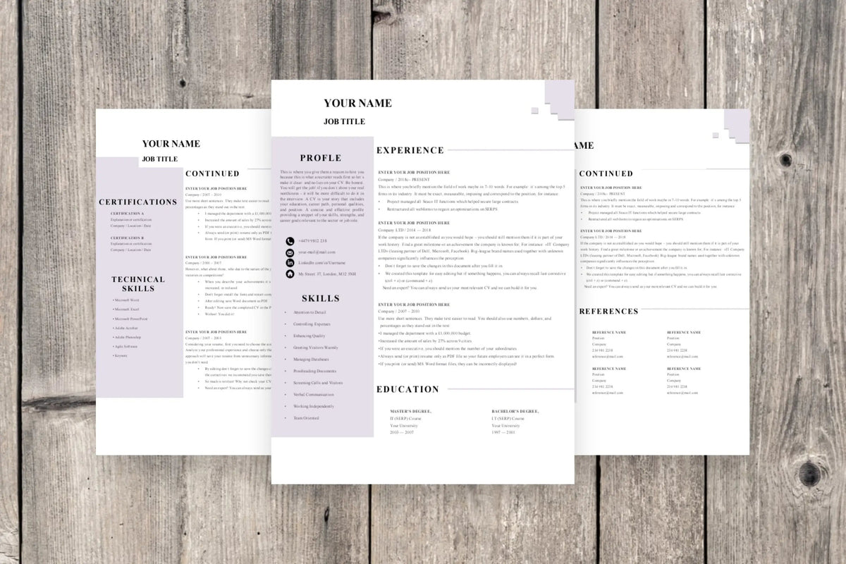 Clean 3 Page CV, Resume Template | Grammarholic